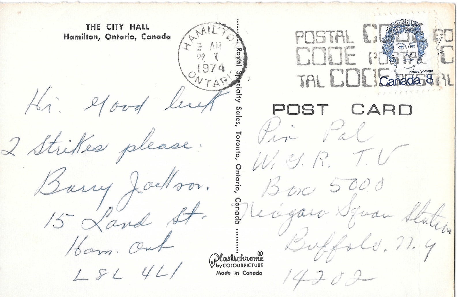 The City Hall - Hamilton, Ontario, Canada - 1974 Vintage Postcard - Etsy