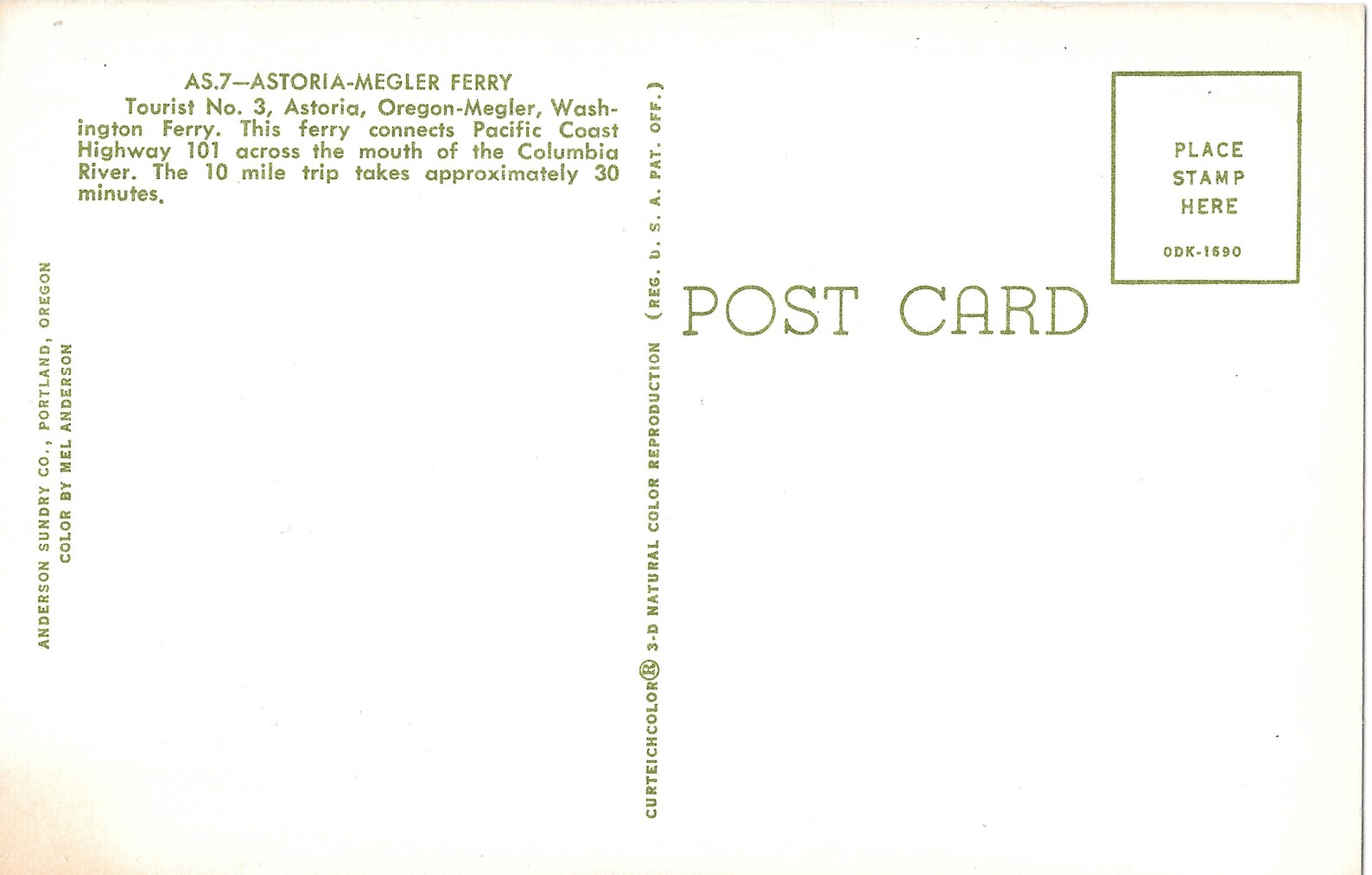 Astoria-megler Ferry - Oregon-megler, Washington Ferry - Vintage ...