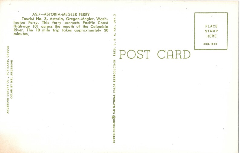 Astoria-megler Ferry - Oregon-megler, Washington Ferry - Vintage ...