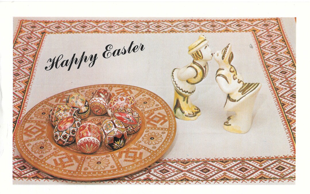 Happy Easter - Ukrainian Easter Eggs - Vintage Postcard - Etsy