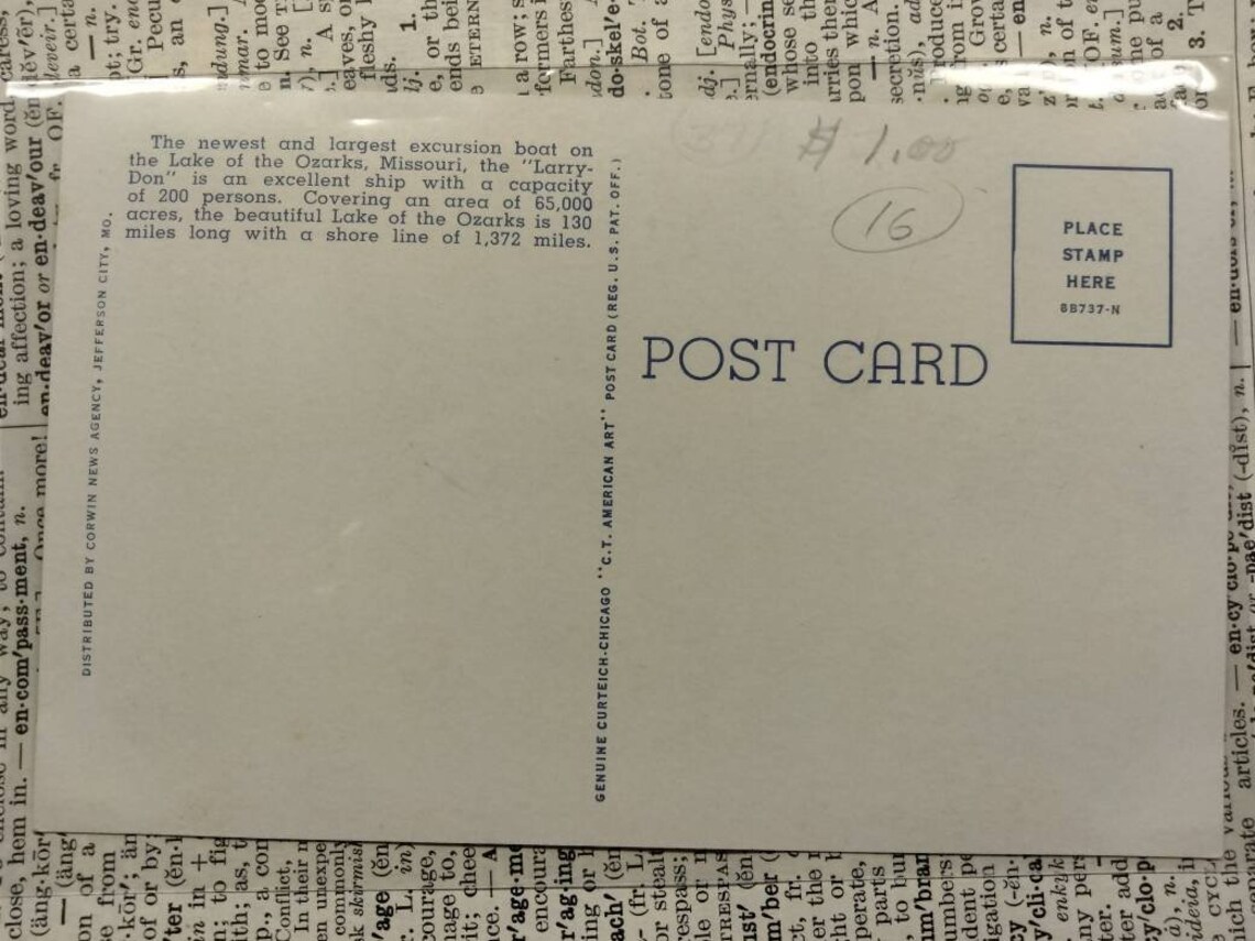 The Larry Don Excursion Boat Lake of the Ozarks Vintage Postcard - Etsy