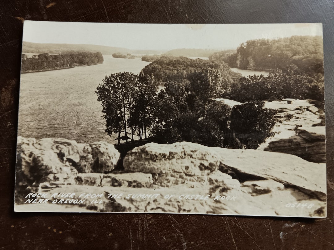 Rock River From the Summit of Castle Rock - Oregon, Illinois - Vintage ...