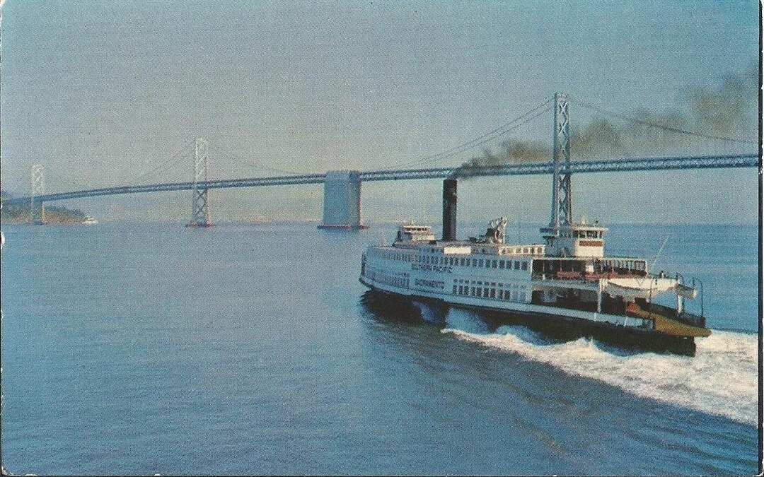 Ferry Boat - Bay Bridge - San Francisco Bay, California - Vintage ...