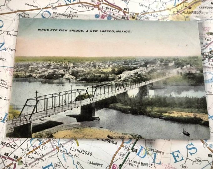 Birds Eye View Bridge, & New Laredo, Mexico - Vintage Postcard - Etsy