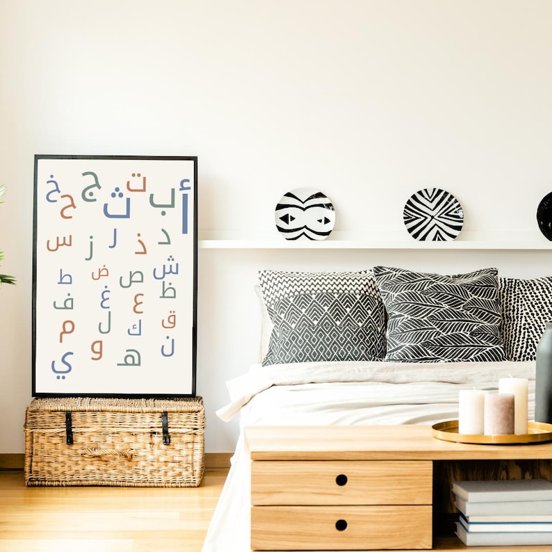 Arabic Alphabet Wall Art for Kids | Islamic Nursery Printable | Arabic ...