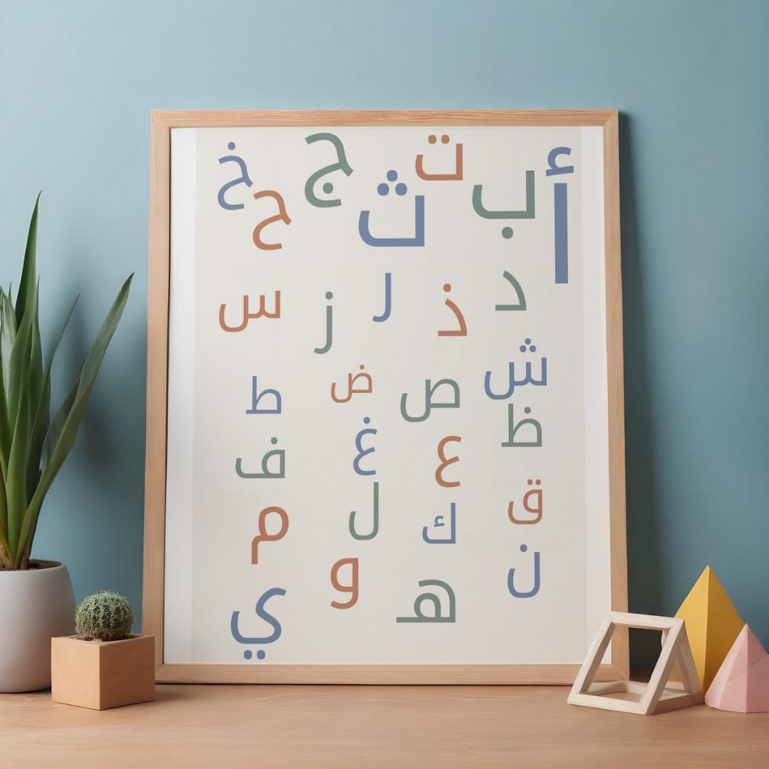 Arabic Alphabet Wall Art for Kids | Islamic Nursery Printable | Arabic ...