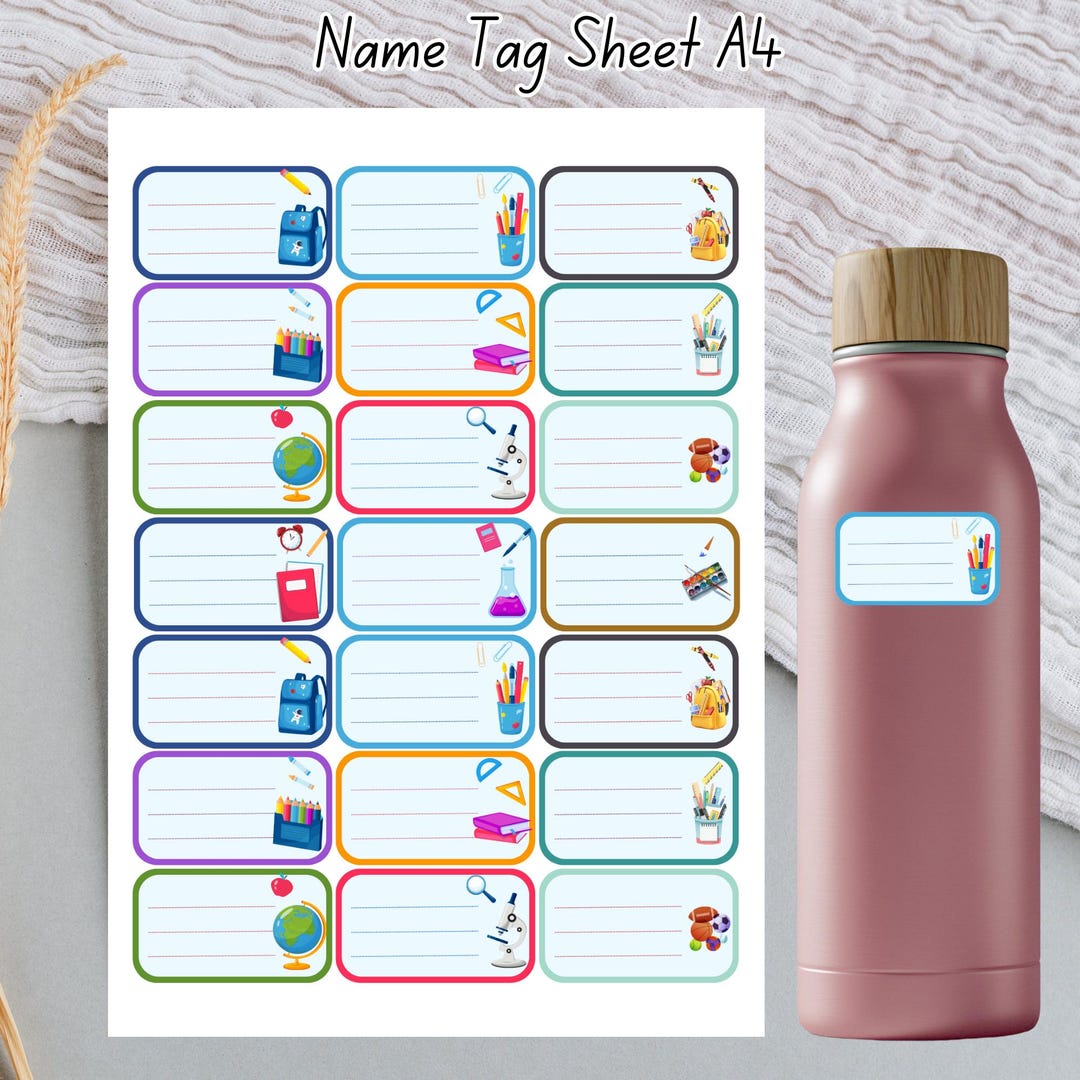 Colorful School Label Stickers for Kids | Fun Supply Tags for Lunchbox ...