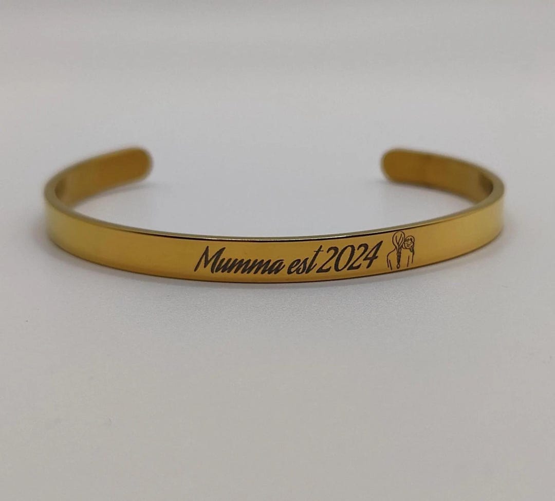 Mamae Necklace Personalised Mum & Baby Cuff Bracelet – Custom Engraved ...