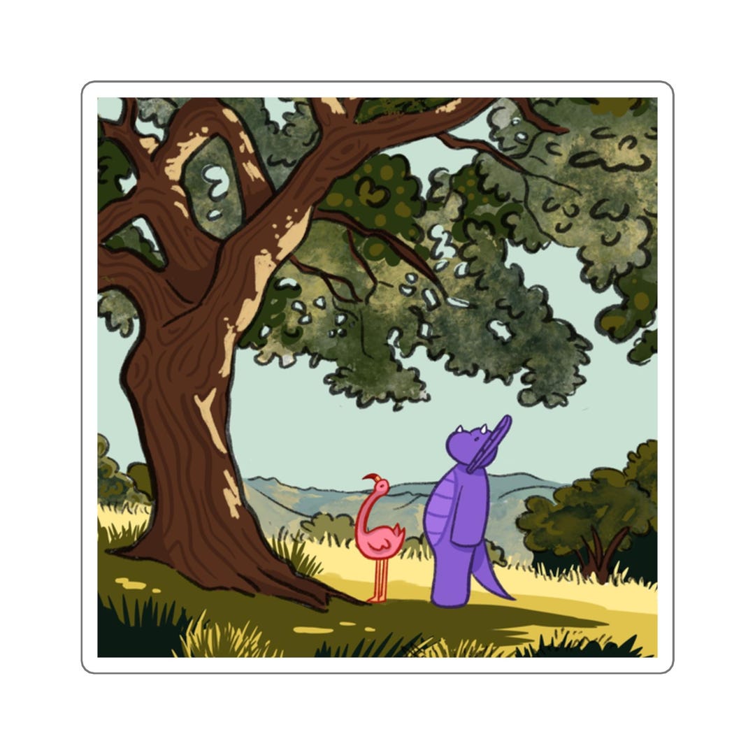 Square Sticker With Izzy the Flamingo and Steggy the Triceratops ...