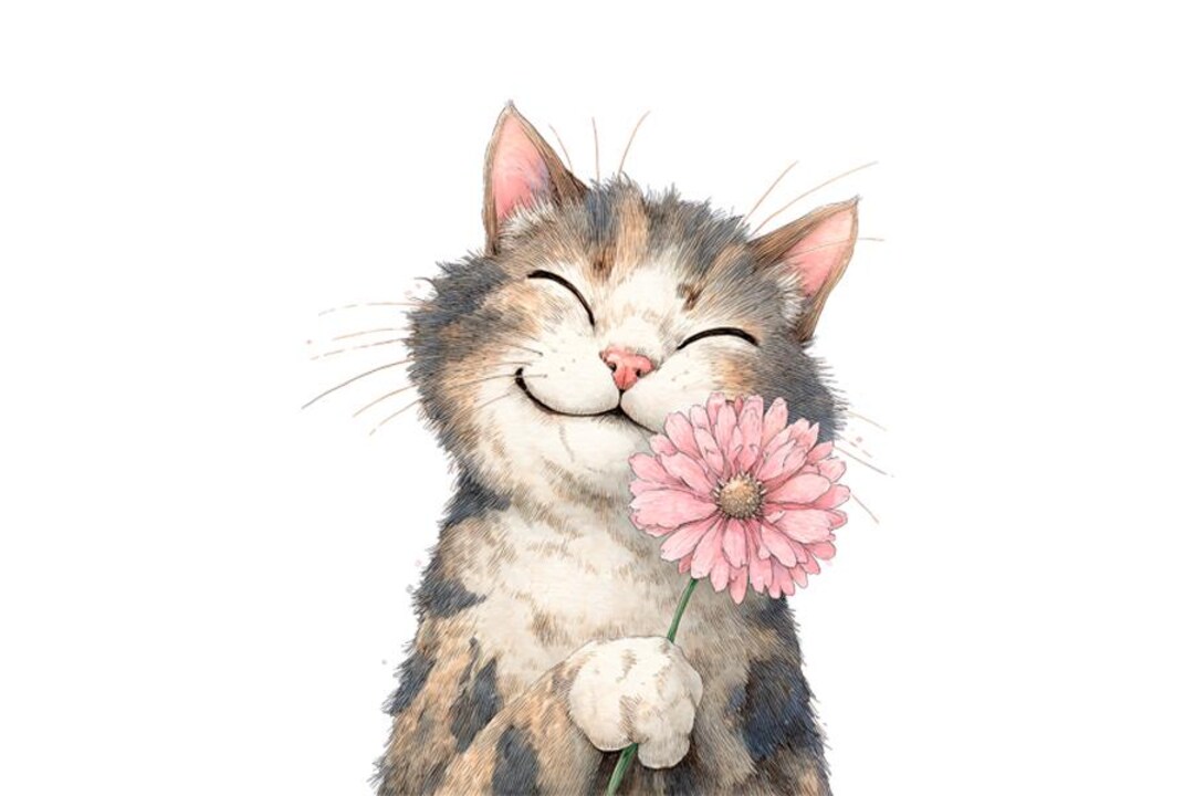Gatinho com Flor PNG, Clipart para Camiseta (Download Digital) - Etsy ...