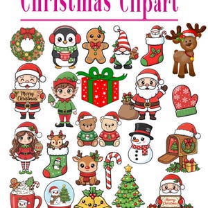 Cute Christmas Clipart, Santa Claus Sticker, Cozy Christmas Clipart ...