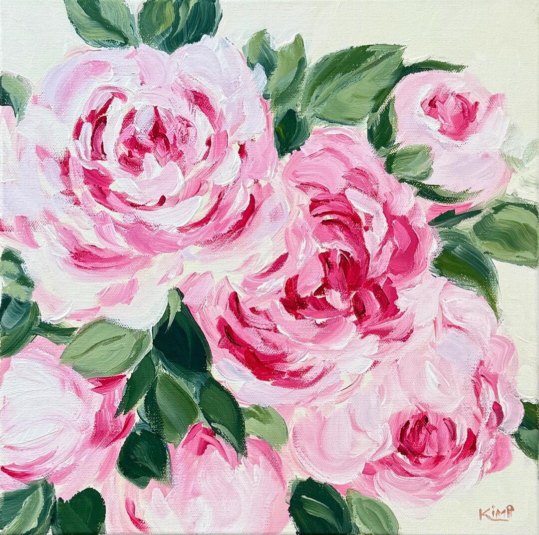 Original Painting: Pink Peonies Abstract Floral Painting on Canvas ...