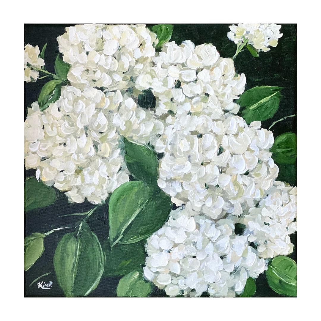 Original Painting : White Hydrangea Garden II, Hydrangea Painting ...