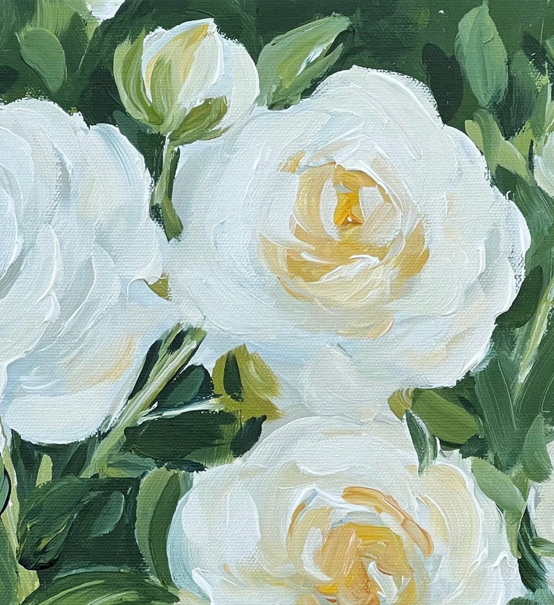 Original Painting: White Roses Still Life Floral Painting on Canvas ...