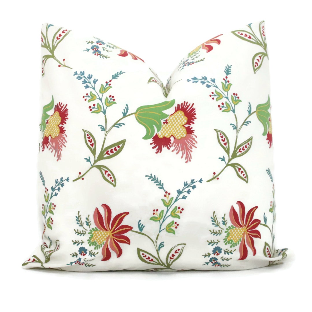 Sister Parish Sunswick Floral Pillow Cover: Pink Red Flower Throw ...