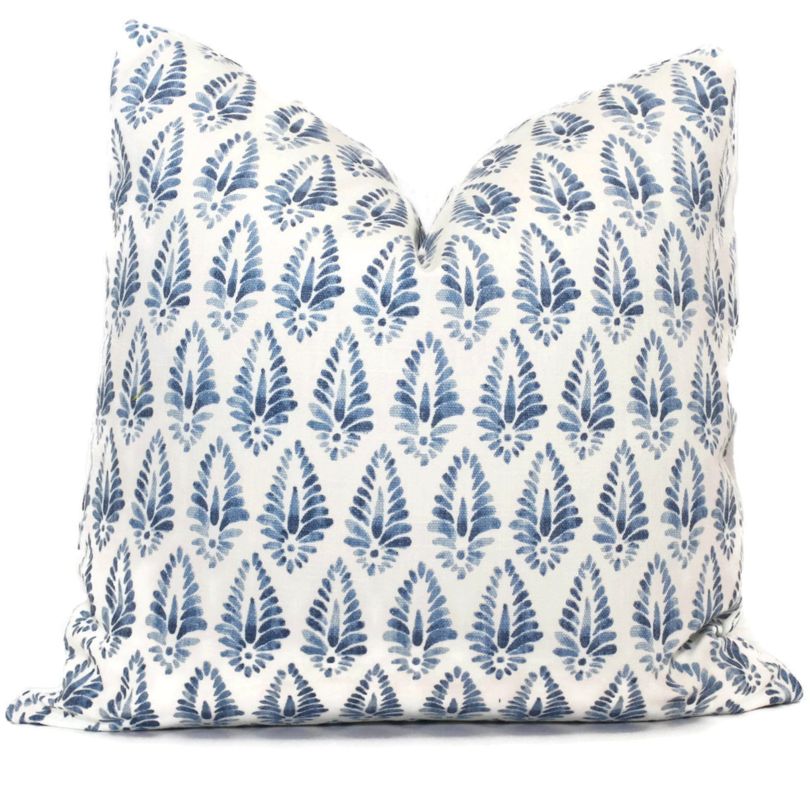 Blue Block Print Pillow Cover: Cotton Linen Blend, Lacefield Designs - Etsy