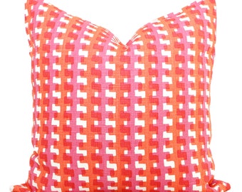 Christopher Farr Ozone Pink and Orange Decorative Pillow Covers 18x18 ...