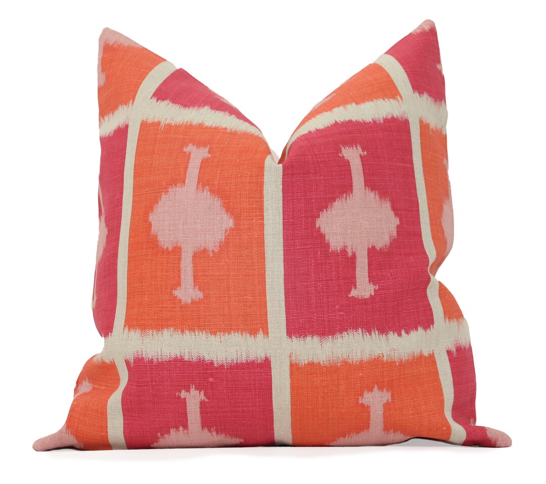 Christopher Farr Ozone Pink and Orange Decorative Pillow Covers 18x18 ...