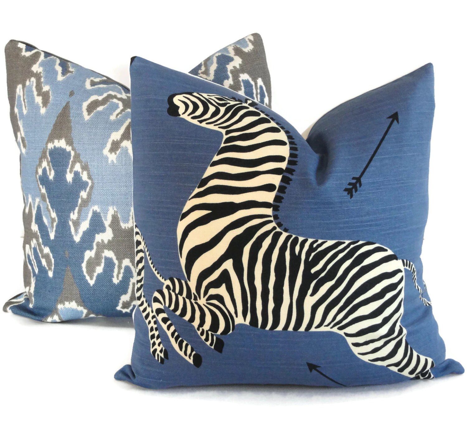 Blue Scalamandre Zebra Decorative Pillow Cover Square Euro - Etsy