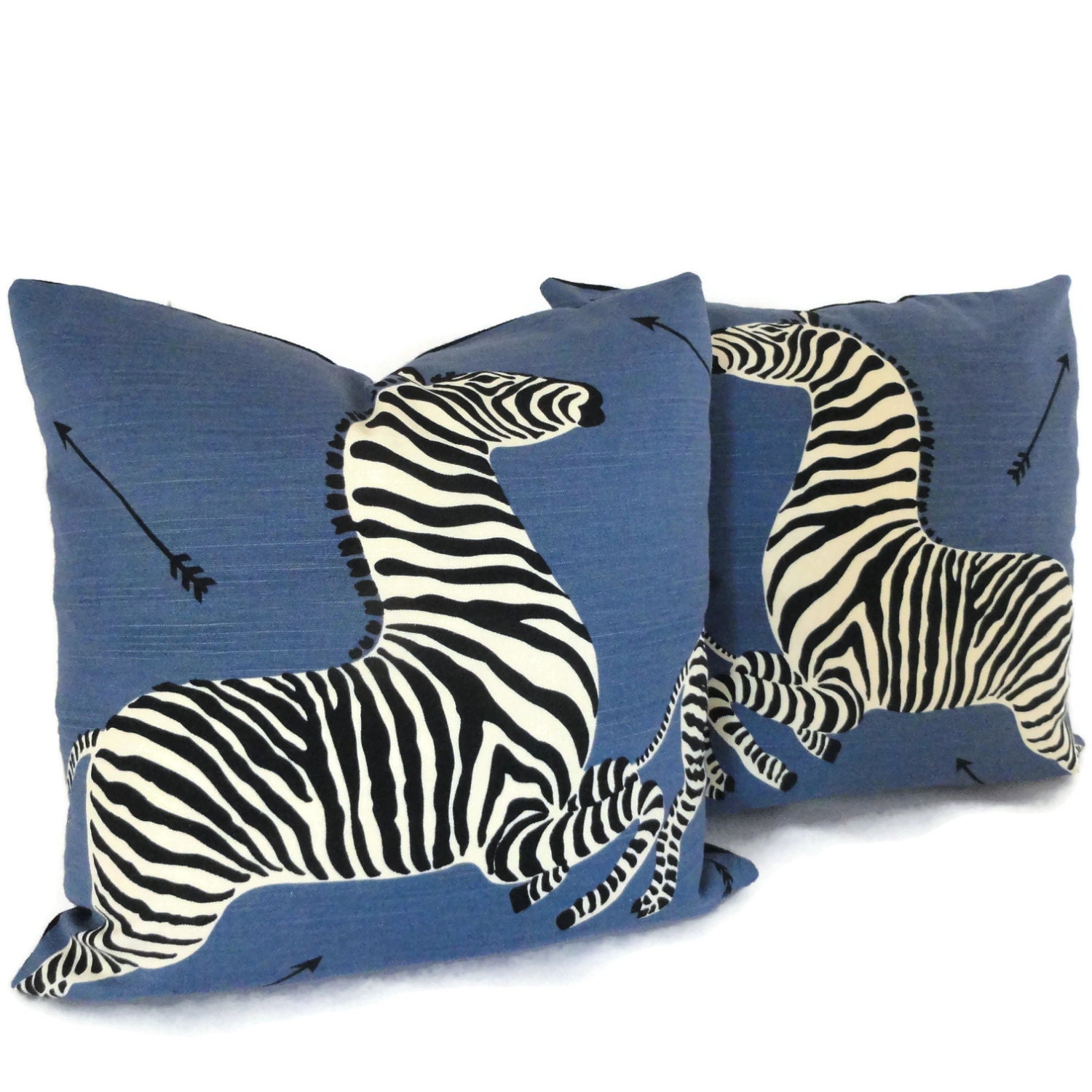 Blue Scalamandre Zebra Decorative Pillow Cover Square Euro - Etsy