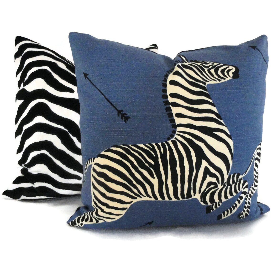 Blue Scalamandre Zebra Decorative Pillow Cover Square Euro - Etsy