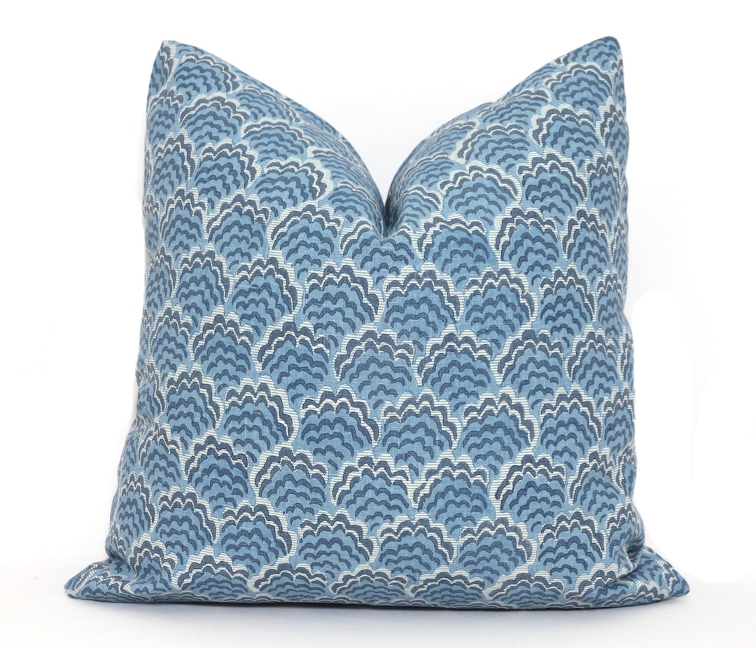 Blue Jhunuk Azurite Linen Pillow Cover by Namay Samay Decorative Pillow ...