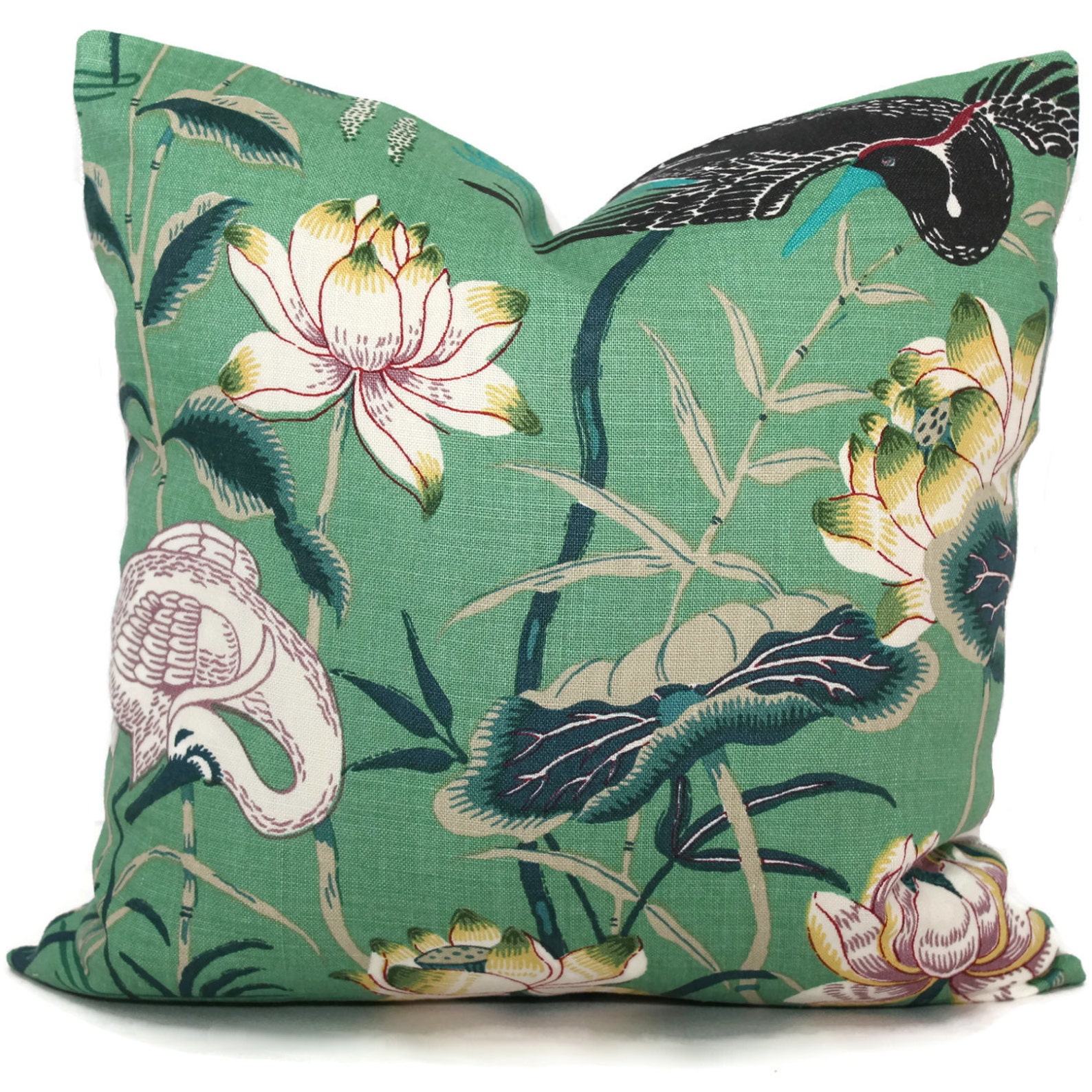 Jade Lotus Garden Decorative Pillow Cover 18x18 20x20 22x22 - Etsy