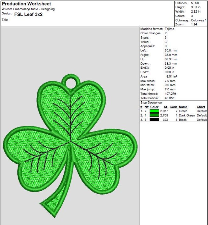 Lucky Shamrock FSL Embroidery Design | St. Patrick's Day Clover ...