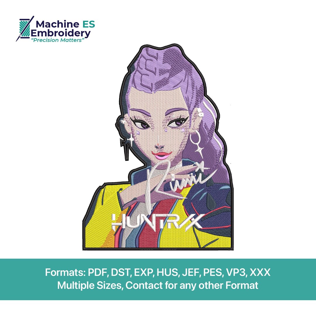 Kpop Demon Hunter Rumi Embroidery Design | Huntrix Girls Digital ...