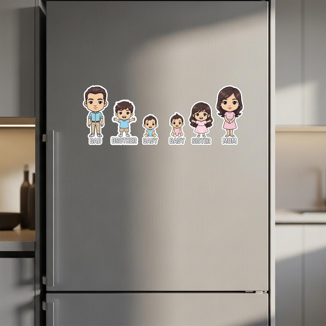 Chibi Family Sticker Set: Mom, Dad, Kids - Laptop, Scrapbook Decals - Etsy