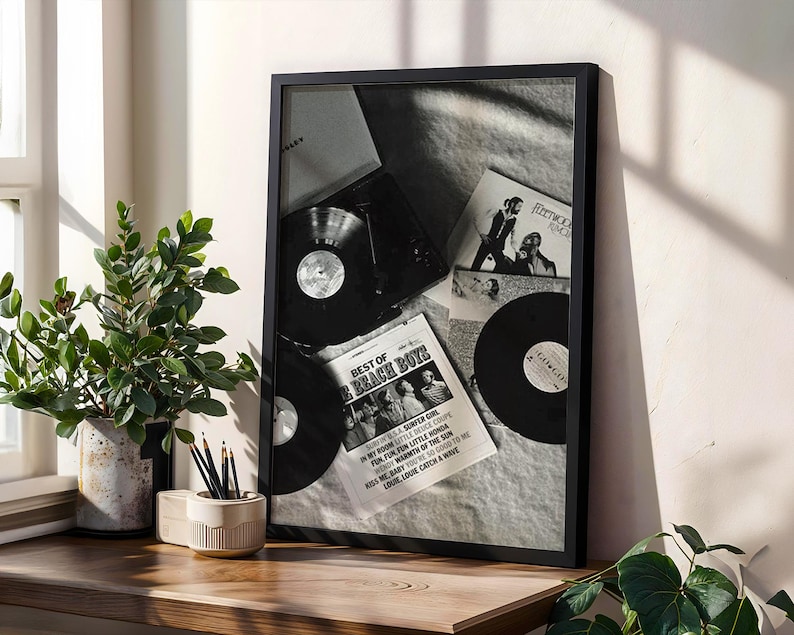 Designer Wall Art | Vinyl Record Player Photography | Black & White ...