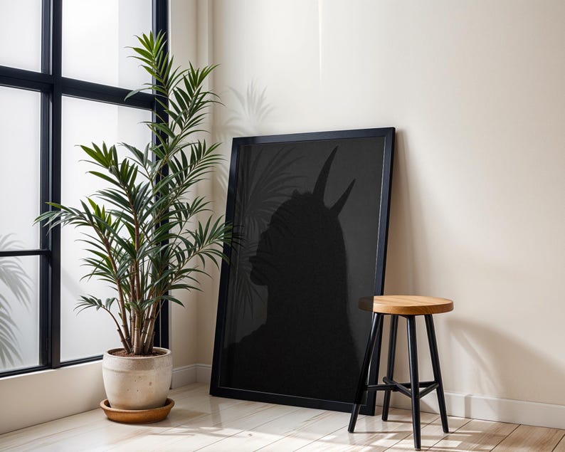 Designer Wall Art | Devil Horns Shadow Print | Minimalist Gothic Home ...