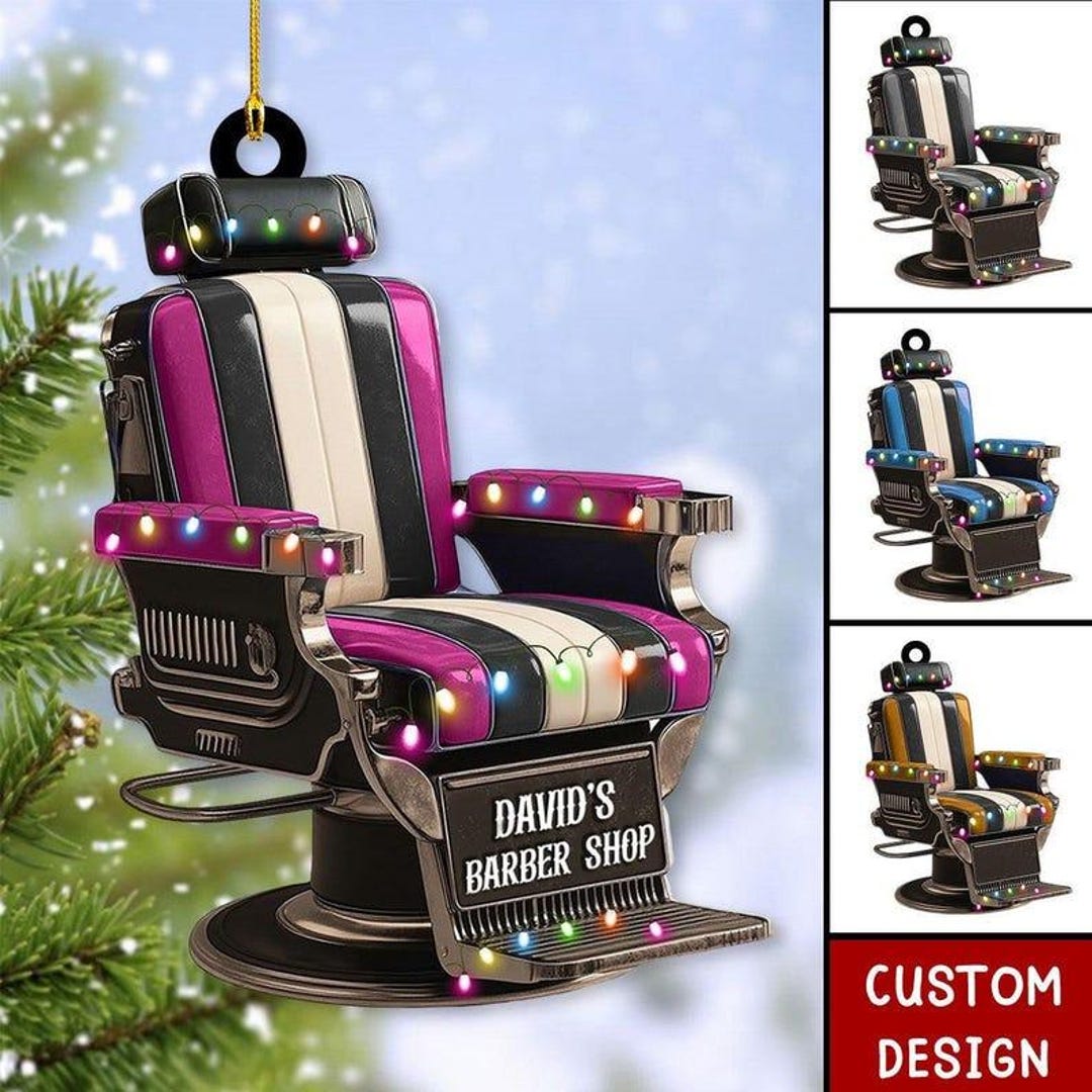Personalized Barber Chair Christmas Ornament, Custom Name Barbershop ...