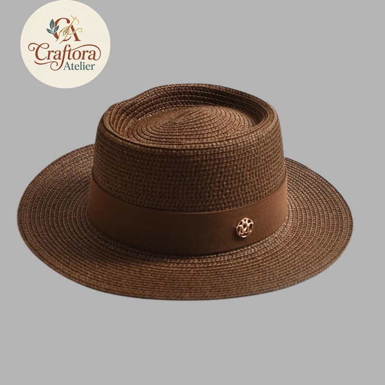 Flat Brim Straw Sun Hat, Woven Beach Travel Hat - Etsy