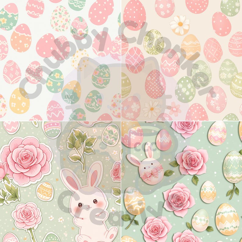Easter Seamless Patterns Bundle 12 Pngs 300 DPI 4096x4096 | Kawaii ...
