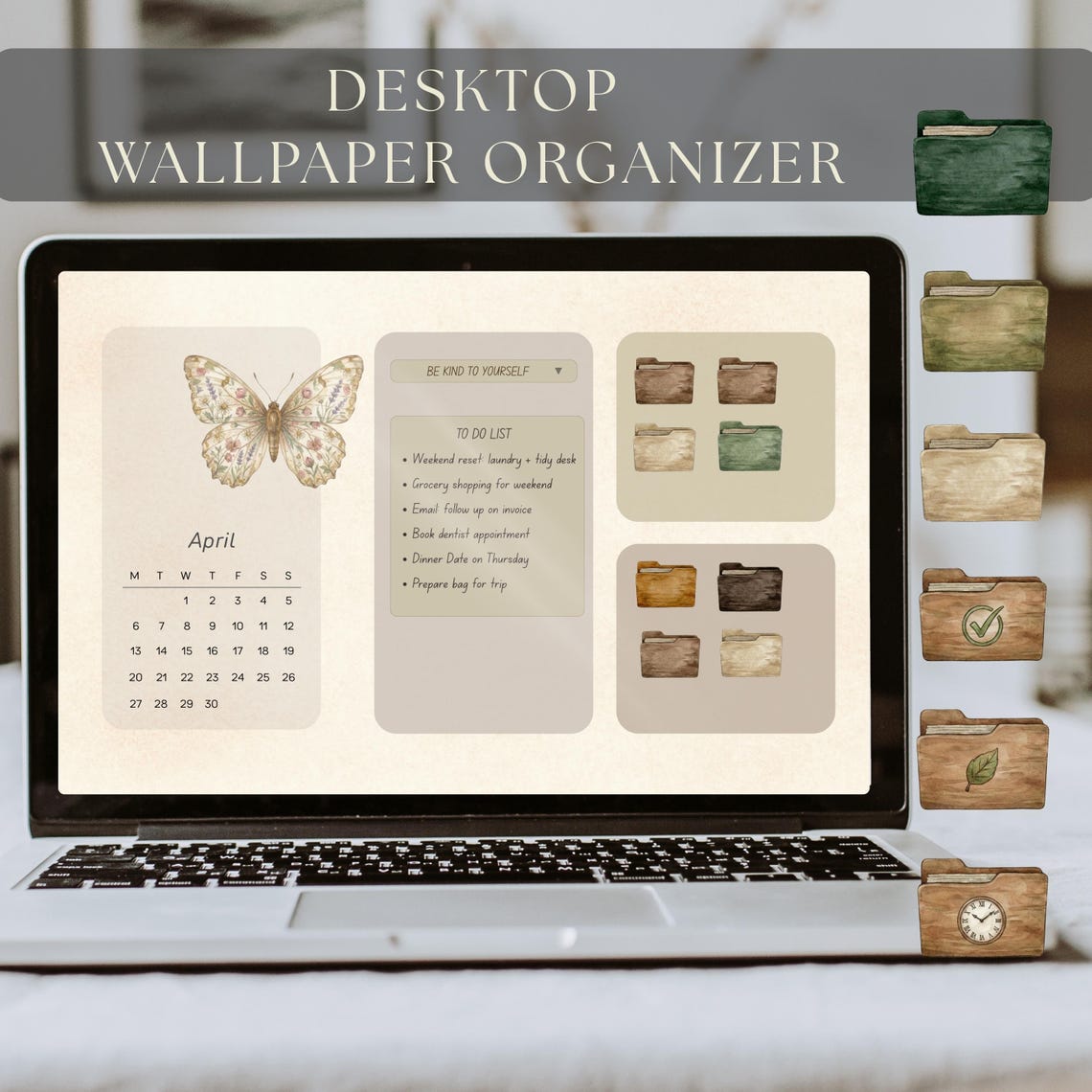 Desktop Wallpaper Organizer Digital 2026 Calendar, Monthly Planner for ...