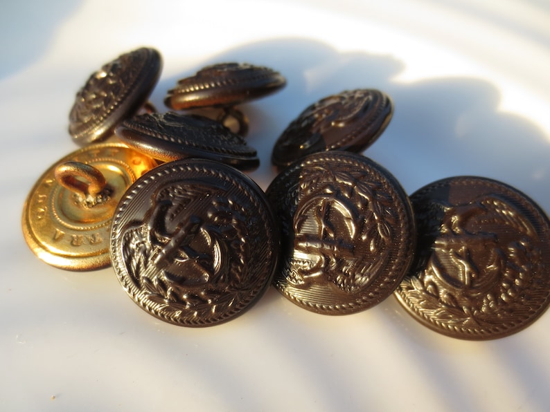 Military Buttons Coast Guard Anchor Eagle Brown Shank Nautical - Etsy