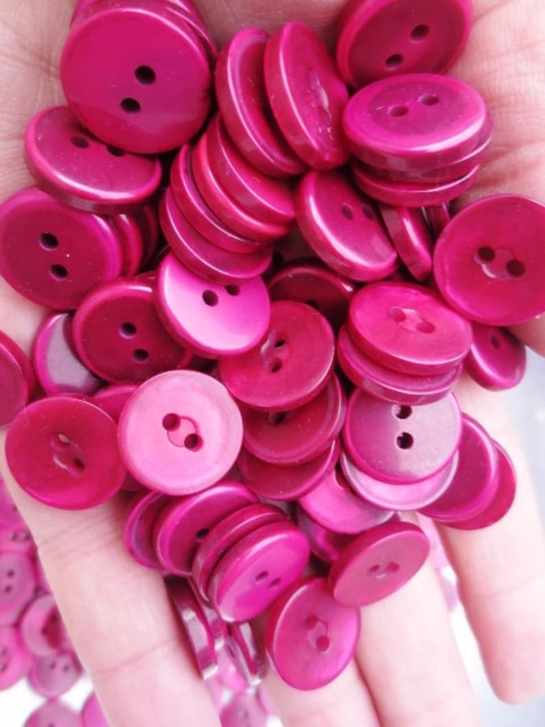 Pearlized Buttons 5/8" Plastic 2 Hole Flat Back Berry Ruby 50 Pieces - Etsy