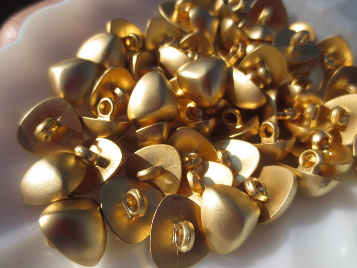 Gold Shank Buttons 5/8 Brushed Golden Triangle Dome | Etsy