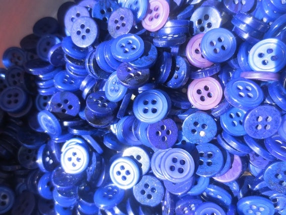 3/8 Blue Buttons Bulk Lot Small 4 Hole Blue Purple | Etsy