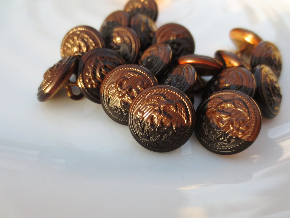 Military Buttons Coast Guard Anchor Eagle Brown Shank Nautical Vintage ...