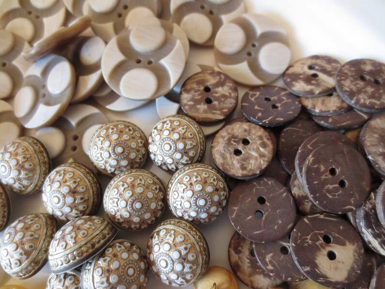 Bulk Buttons Assortment Boho Rustic Mix Brown Neutral 125 Pieces Sets ...