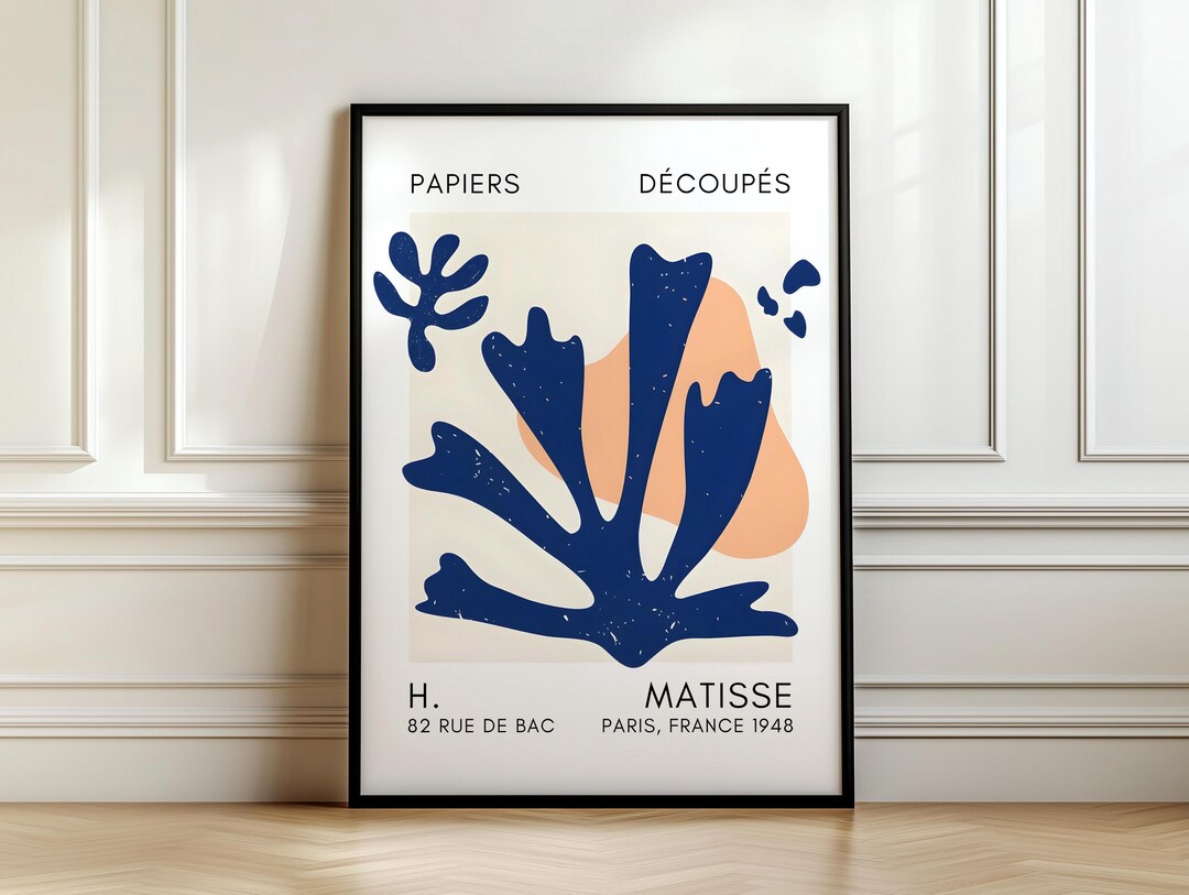 Deep Blue Abstract Cut-out Art by Matisse | Papiers Découpés Poster ...