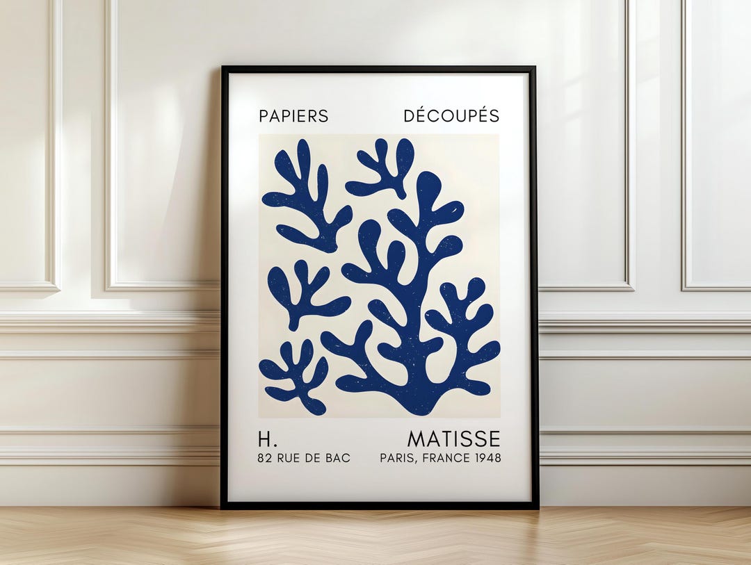 Deep Blue Abstract Cut-out Art by Matisse | Papiers Découpés Poster ...