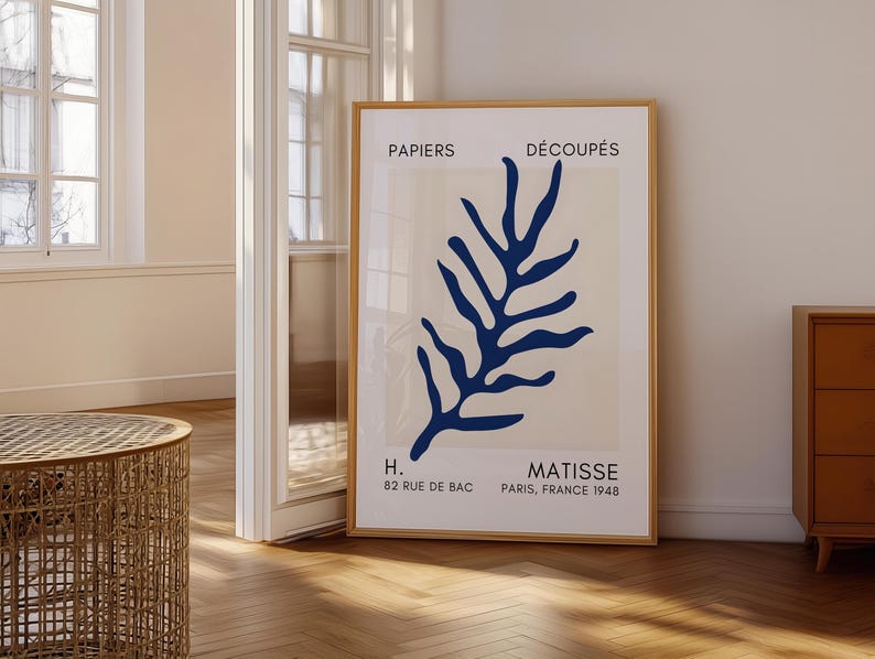 Henri Matisse Papiers Découpés Coral Poster | Deep Blue Abstract Cut ...