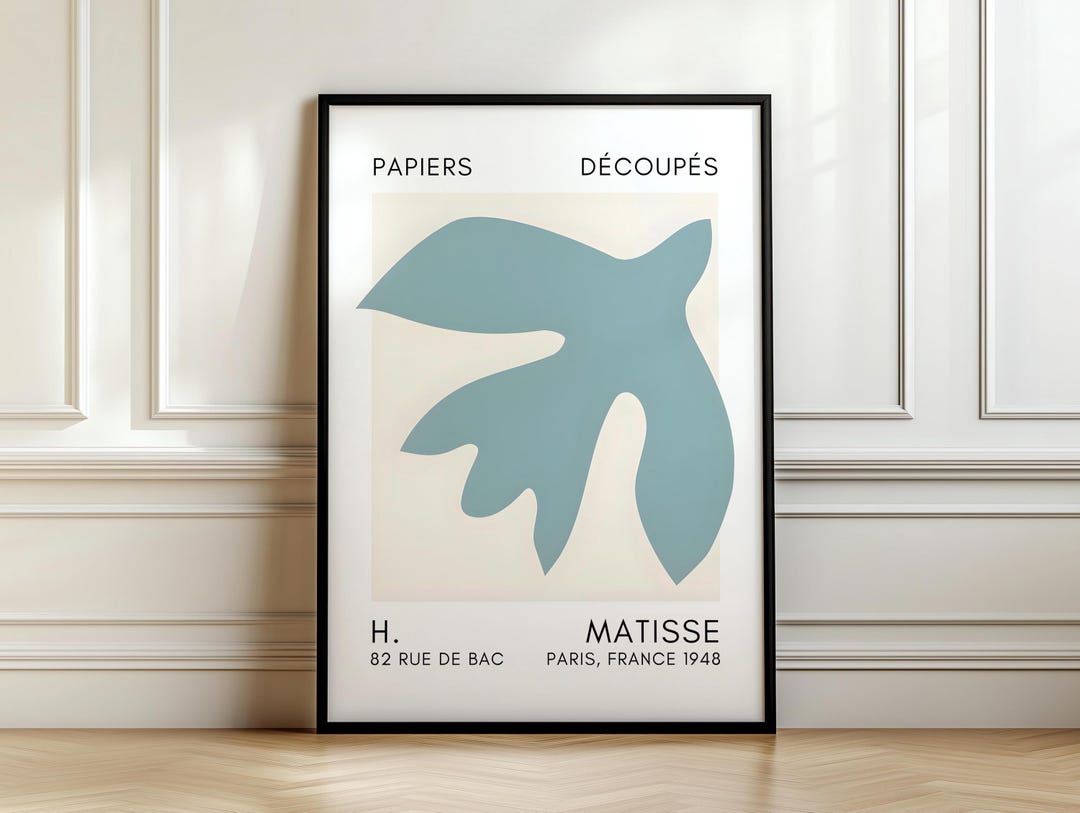 Matisse-inspired Abstract Bird Silhouette Poster - Minimalist Blue ...