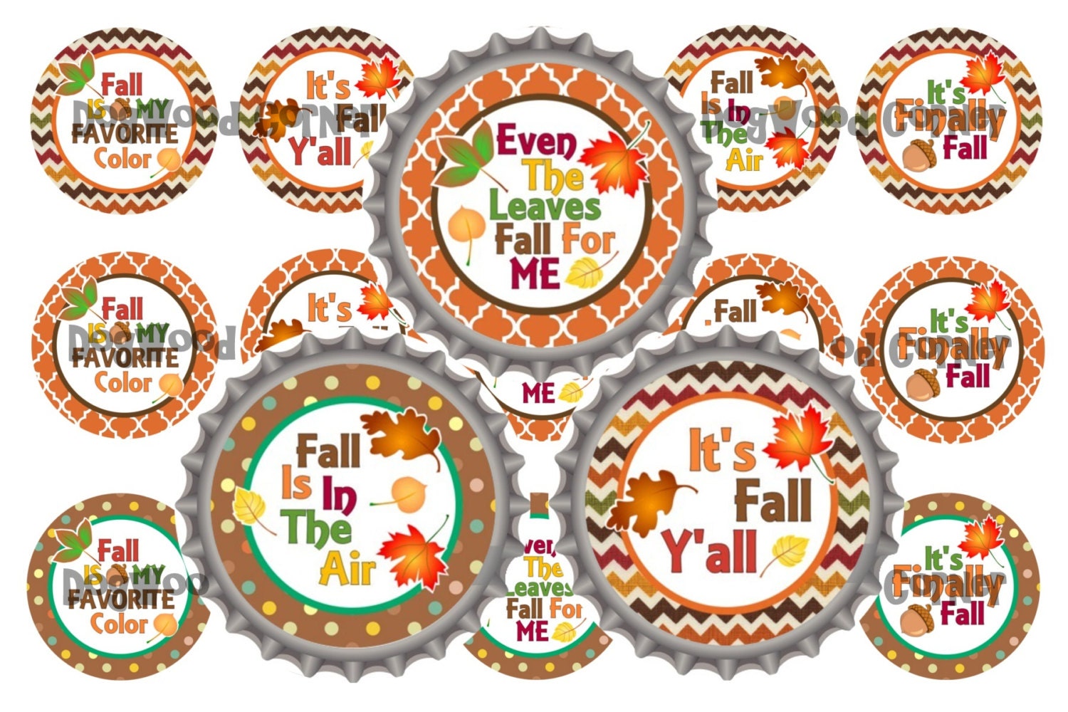 1" Fall Harvest Autumn Bottle Cap Image Sheets Party Favors Cupcake ...
