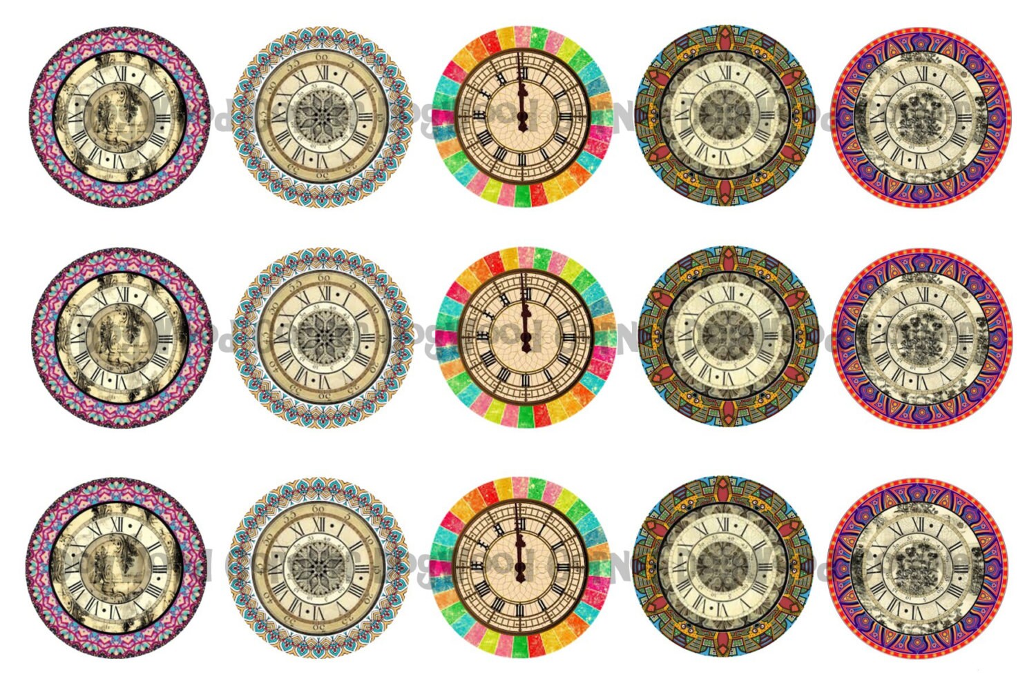 1 Clock Faces Steam Punk Bottle Cap Image Sheets Party - Etsy