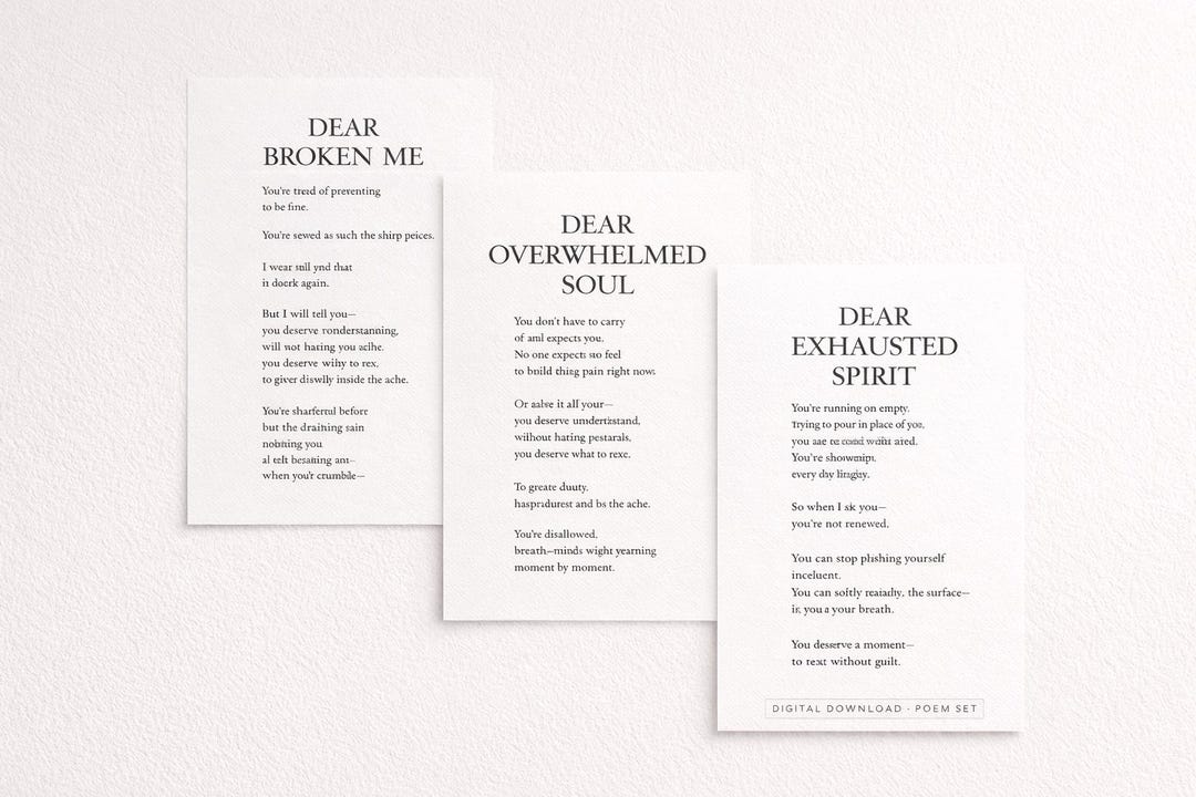 Healing Poem Art Set Printable Emotional Support for Anxiety Grief ...