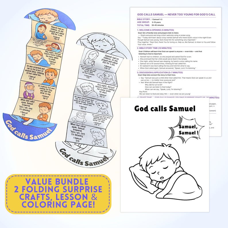 God Calls Samuel Craft | Printable Sunday School Kids Activity & Bible ...